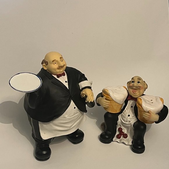 Kitchen | Portly French Waiter Figure Dcor Vintage Chef Salt And Pepper ...